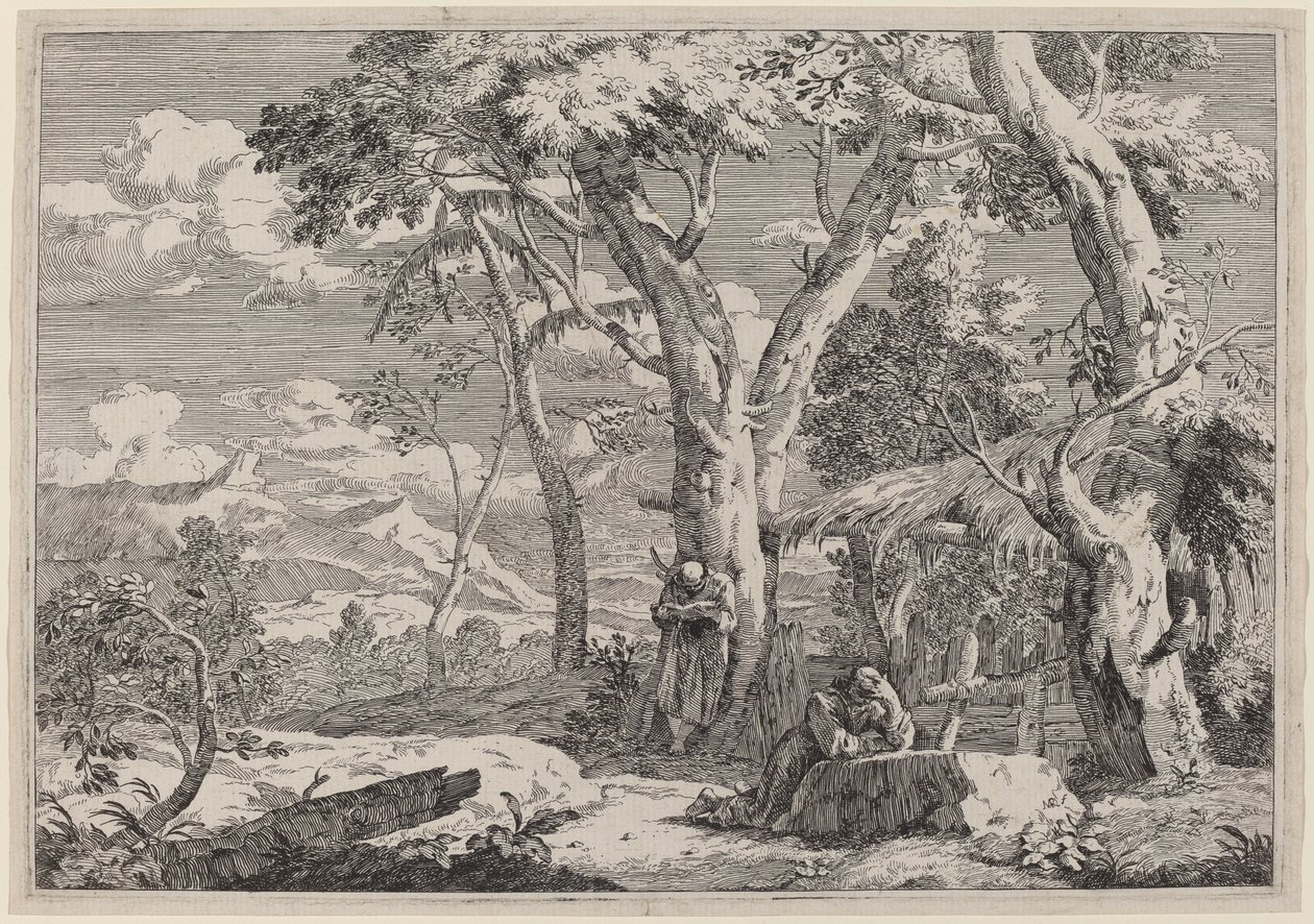 Wilderness Landscape with Two Monks by Marco Ricci