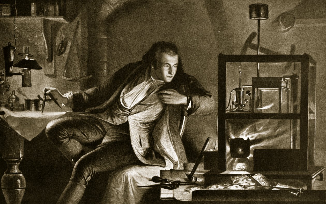 James Watt and the Steam-Engine, illustration from 'Hutchinson's Story ...