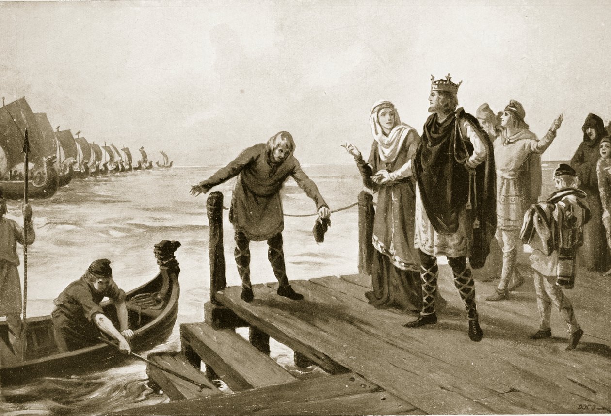 Edgar the Peaceable holding a naval review, illustration from ...