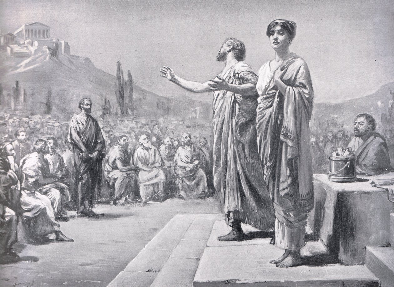 Pericles Pleading for Aspasia, illustration from 'Hutchinson's History ...