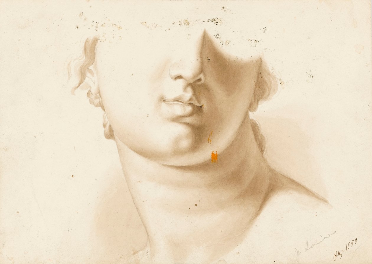 Study of the Lower Half of a Human Face, Possibly a Statue