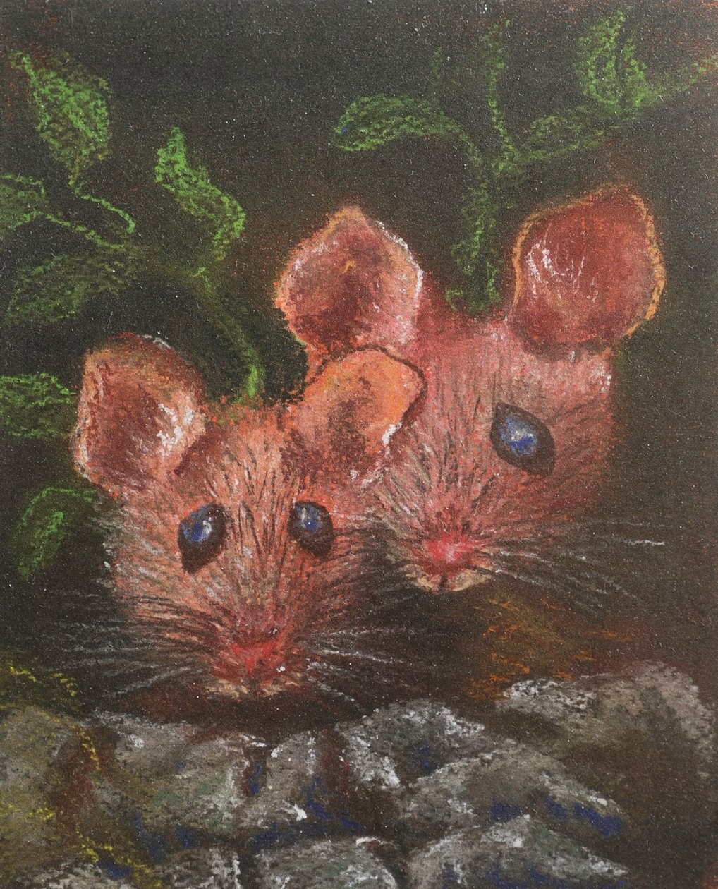 Two little mice by Margo Starkey: Premium art reproduction