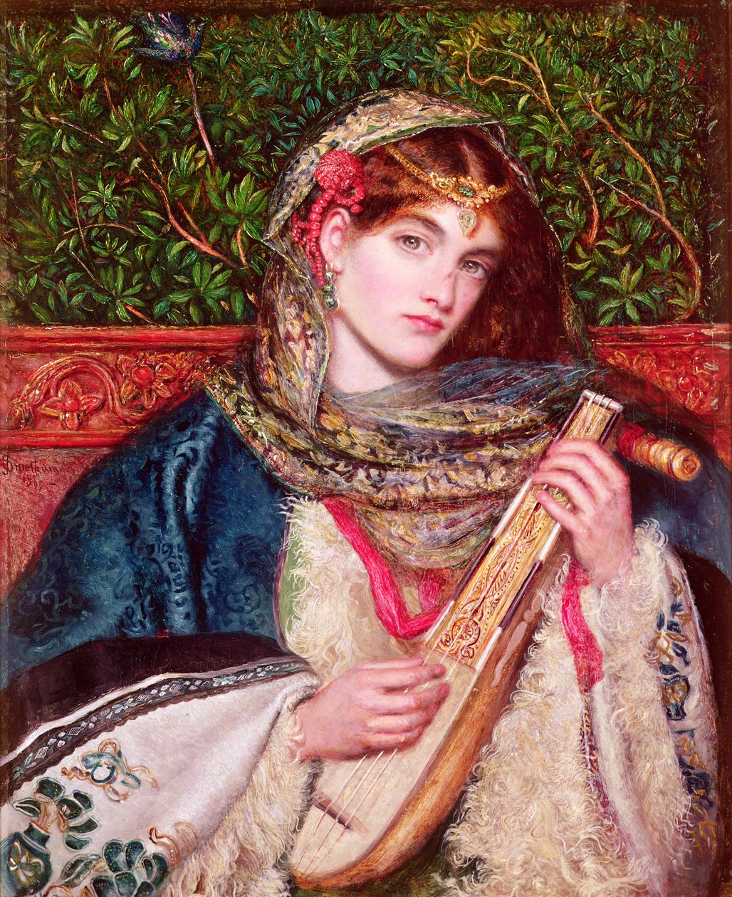 Girl Playing Music by Marie Spartali Stillman