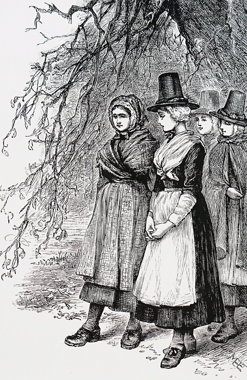 Welsh Girls at a Hollantide Fair, a Hiring Fair, Waiting to be Engaged ...