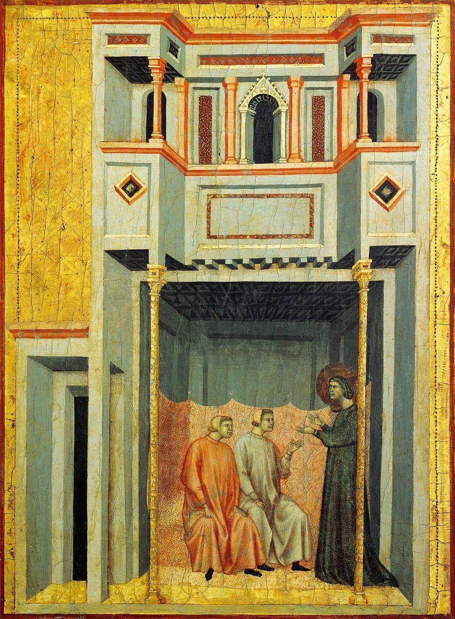 Saint Cecilia and Valerian converting Tiburcio, detail from altarpiece ...