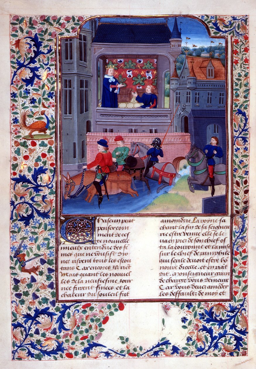 Ruggiero and his companions ride across the river, from Chapter 1, Book ...