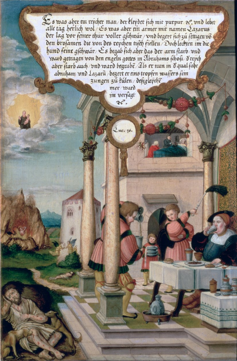 Lazarus and the Rich Man's Table (Luke 16), section of wing panel from ...