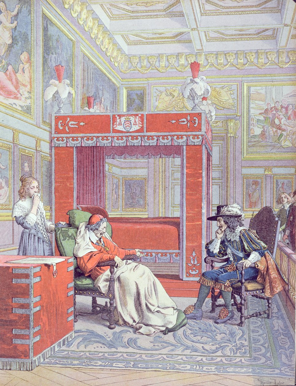 The death of Armand-Jean du Plessis, Cardinal Richelieu, illustration ...