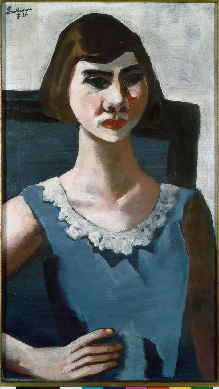 Portrait of Quappi in Blue by Max Beckmann: Fine art print