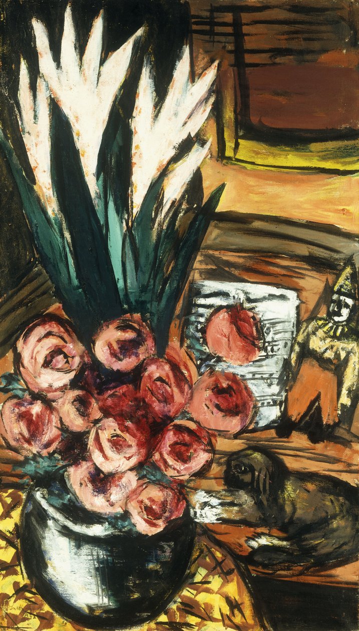 Still Life with Red Roses and Butchy by Max Beckmann