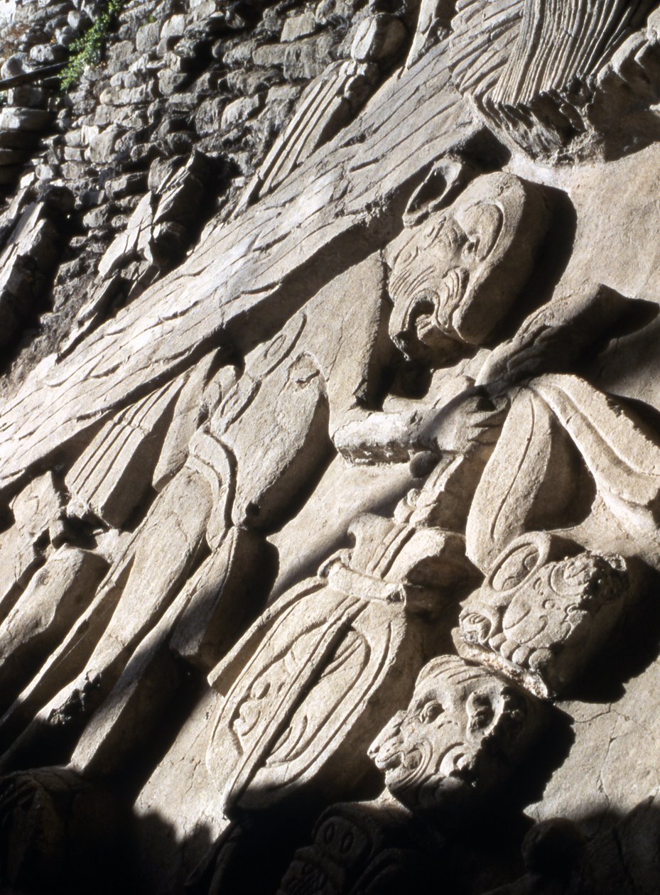 Relief on a pyramid, Late Classic period by Mayan