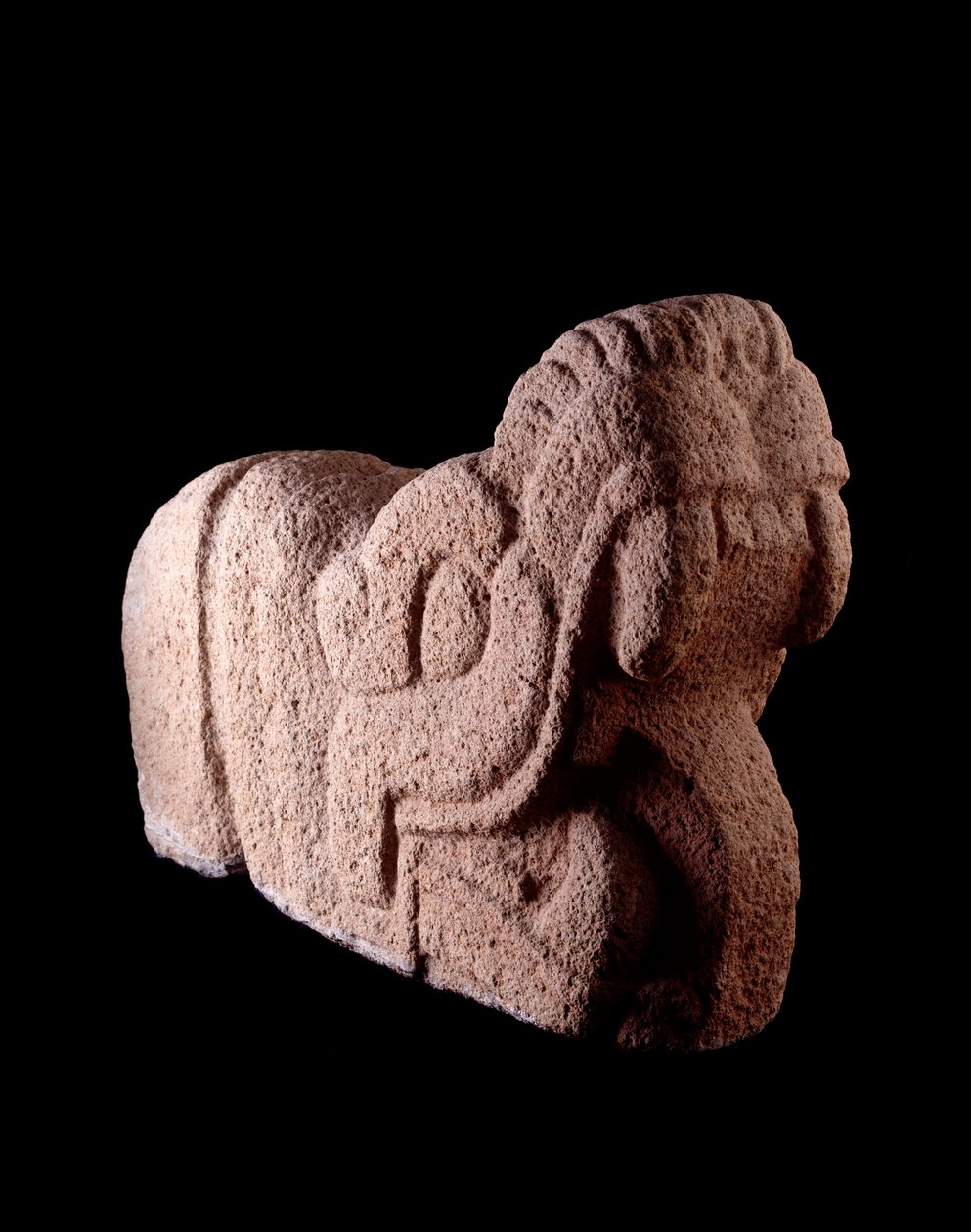 Snake-shaped stone tenon with a wide open mouth