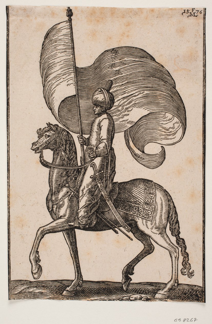Mounted Standard Bearer, Profile to the Left; He Carries a Sword at His ...
