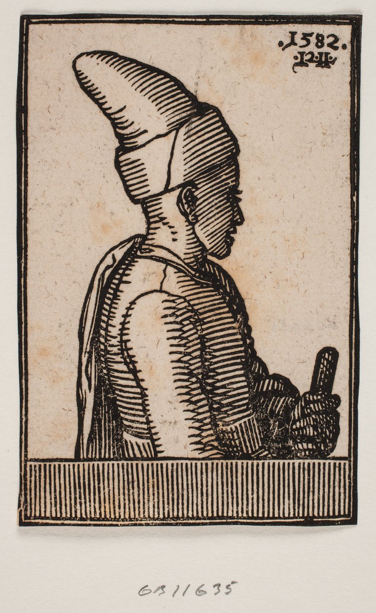 Bust of a Young Man with Pointed Hat and Staff in His Left Hand ...