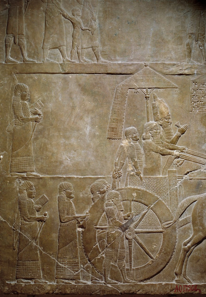 Elam's Campaign: Assurbanipal on His Tank and Elamite Prisoners