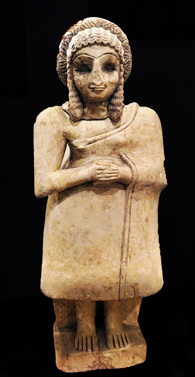 Statue of a Female Worshipper in a Simple Dress, Khfajah, Mesopotamia ...