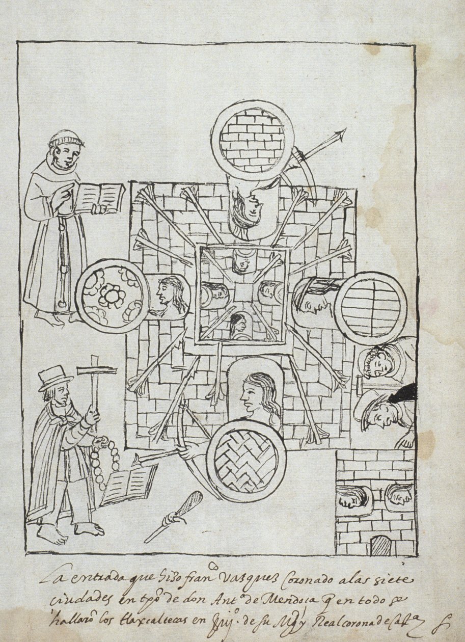 The Spanish Conquest, from Historia de Tlaxcala by Diego Munoz Camargo