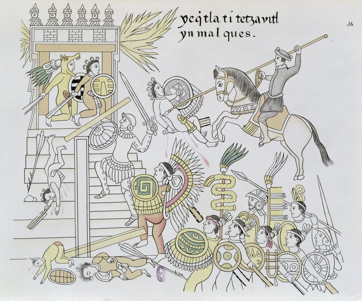 The Burning of the Idols by Hernan Cortes, illustration from a ...