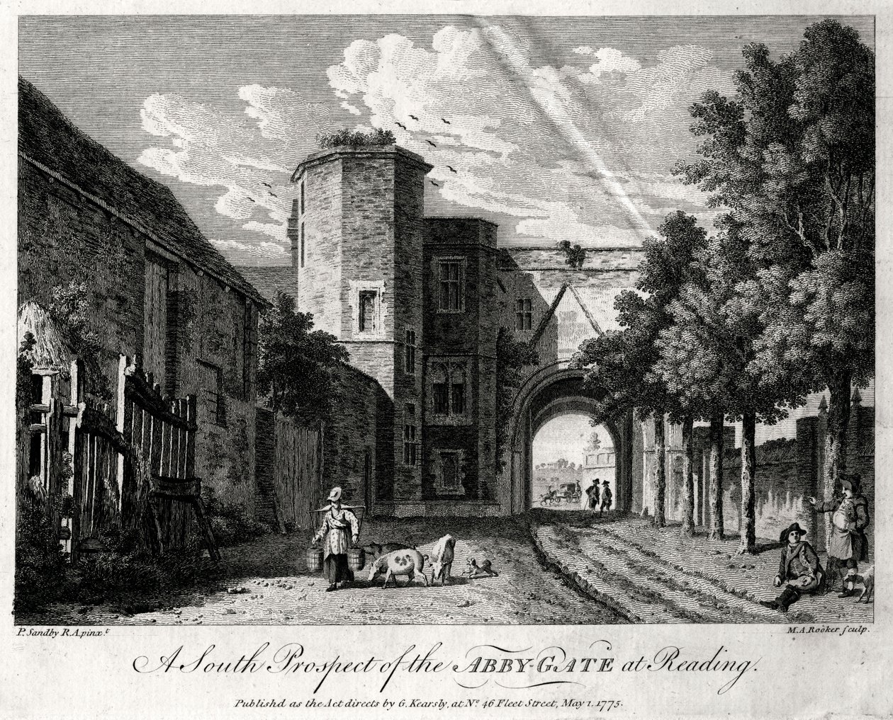 A South Prospect of the Abby-Gate at Reading, Berkshire, 1775