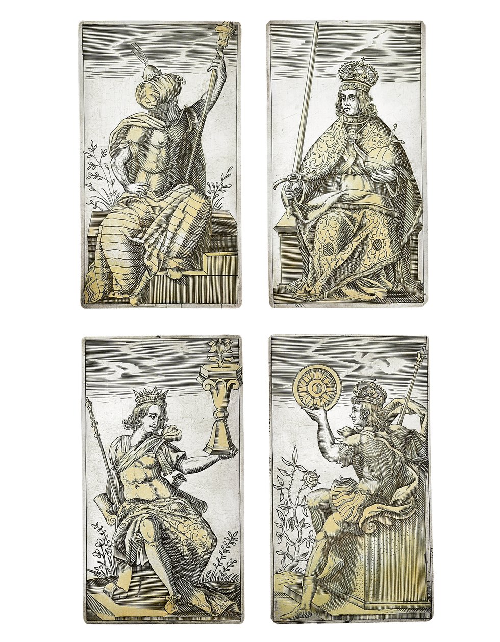 (detail) of an extremely rare set of 52 playing cards engraved in the ...