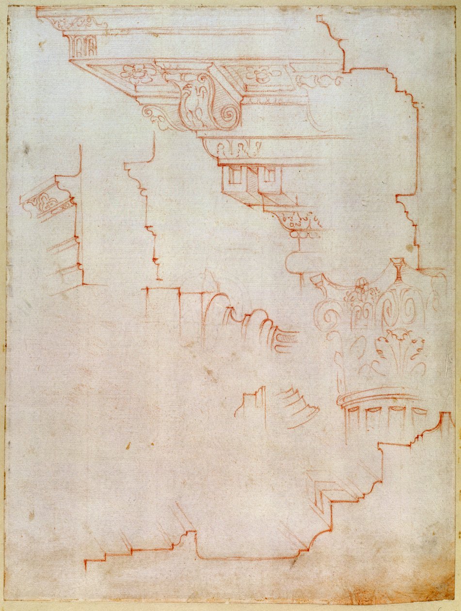 Drawing of Architectural Details by Michelangelo Buonarroti