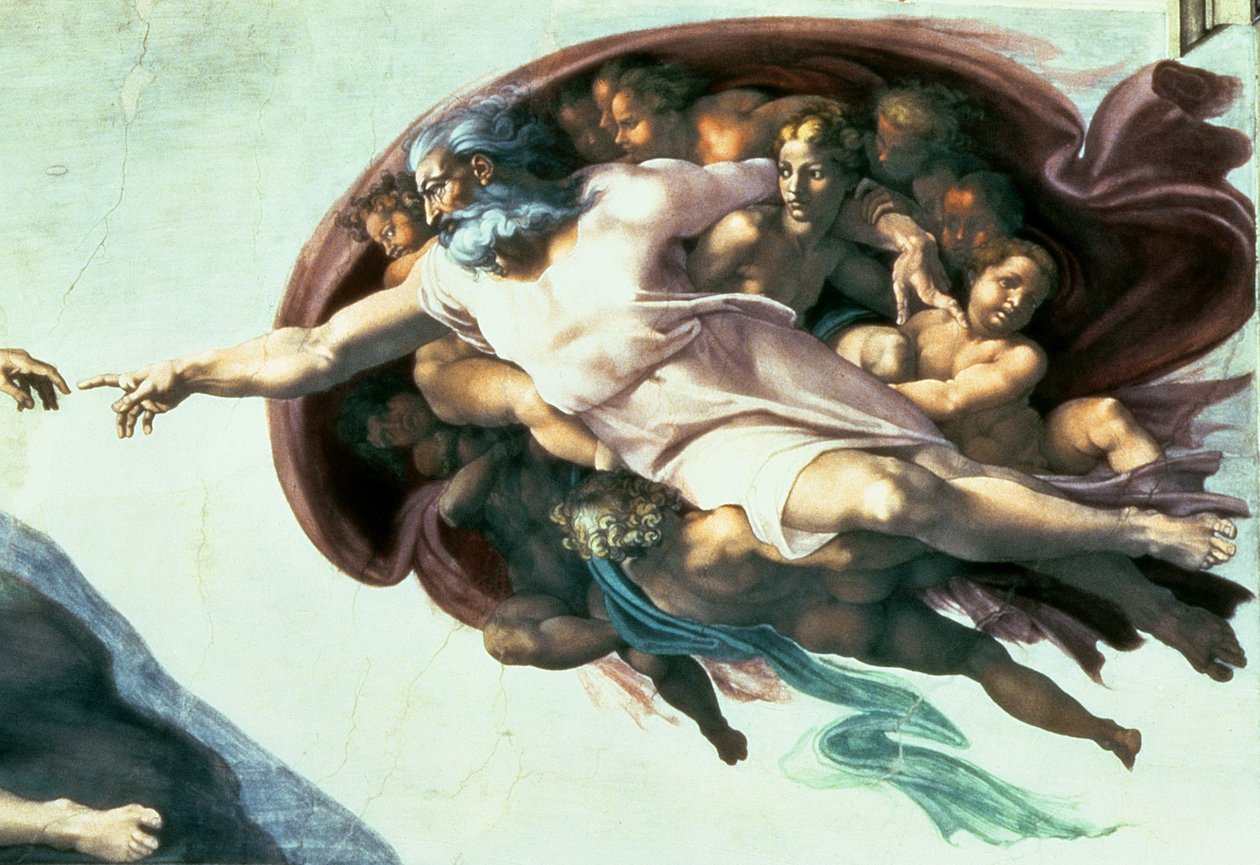Sistine Chapel Ceiling: Creation of Adam, 1510 (post restoration) (detail)