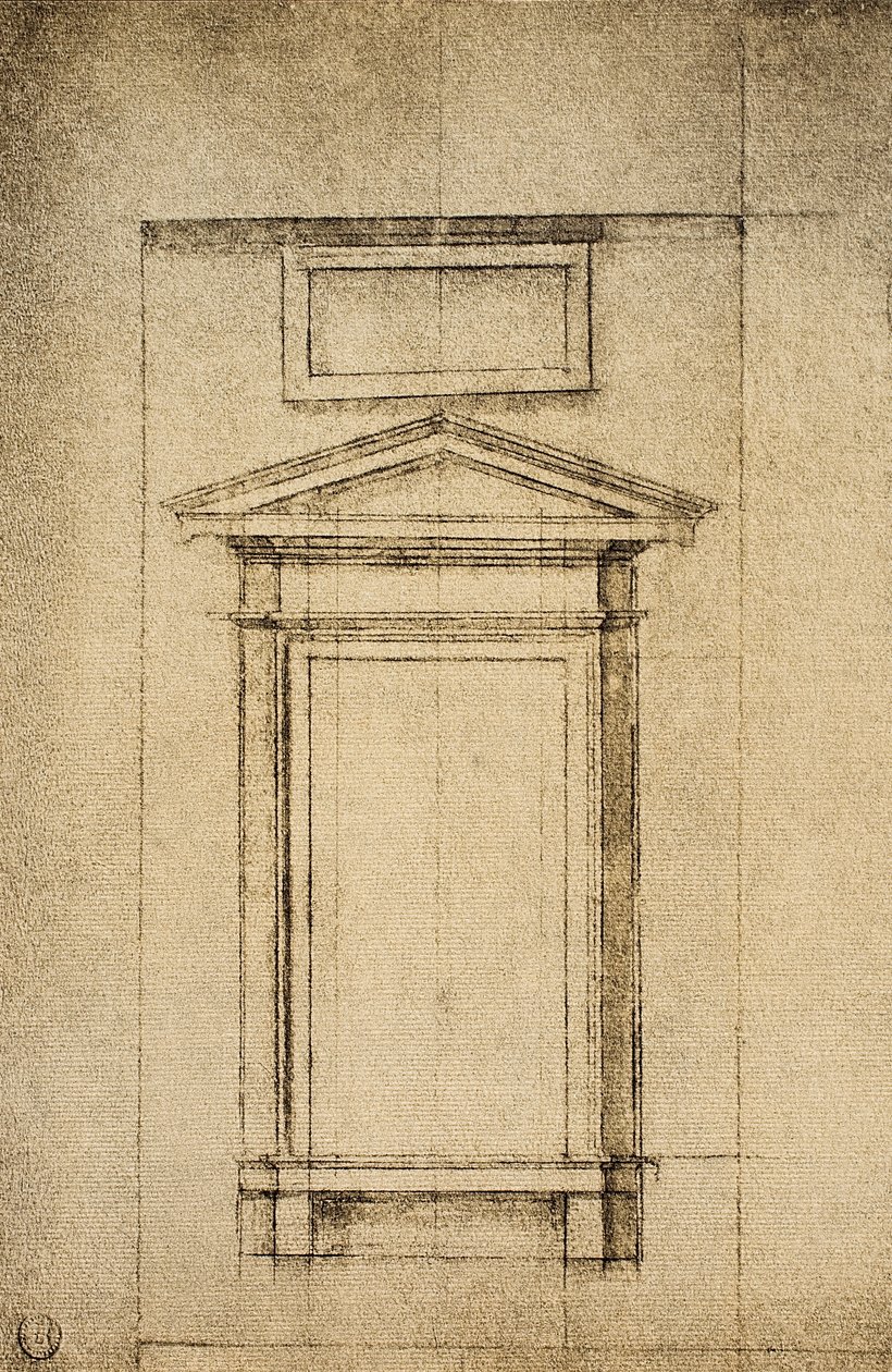 Study for a window of the vestibolo of the Laurentian Library (drawing ...
