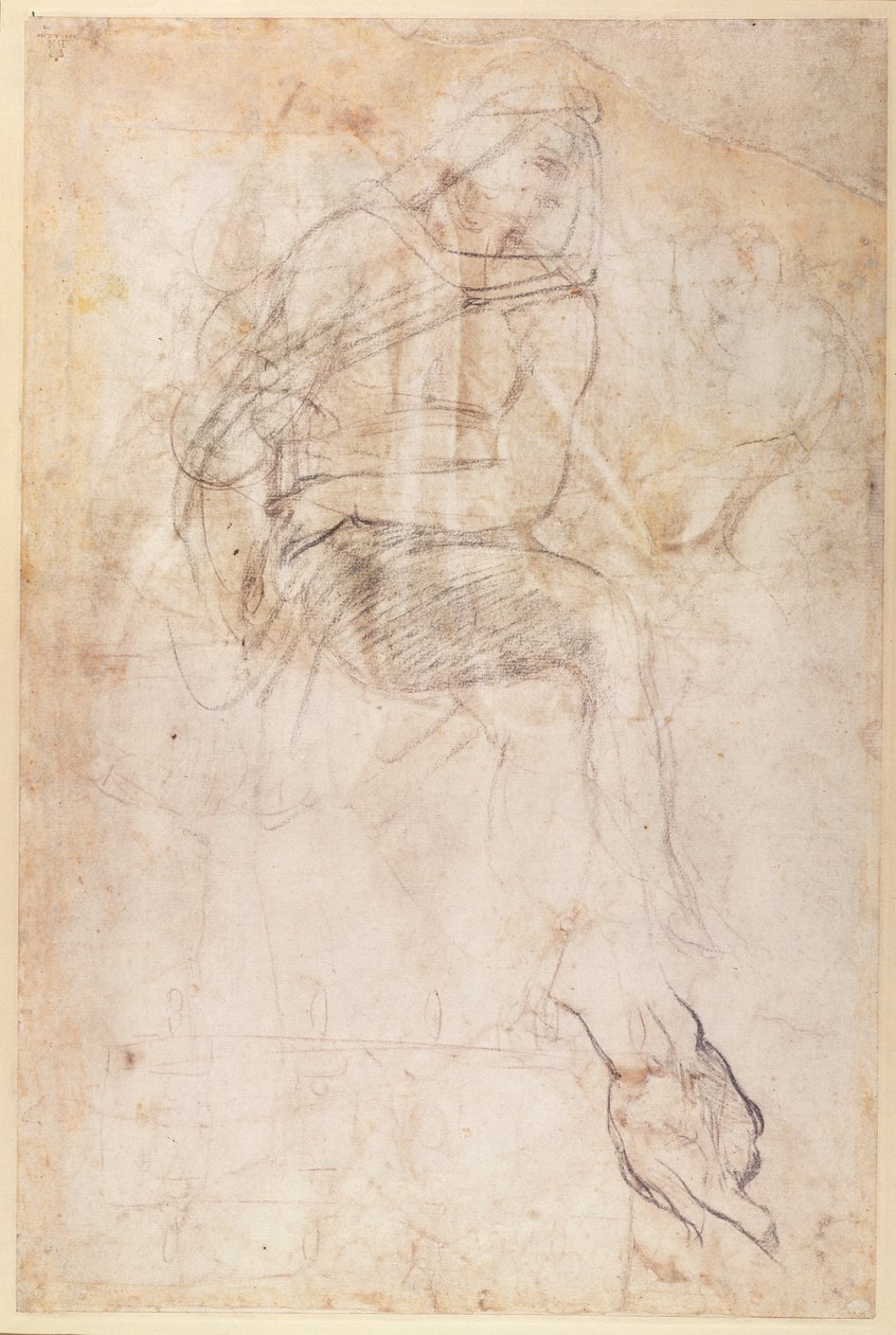 Study for the Ignudi above the Persian Sibyl in the Sistine Chapel ...