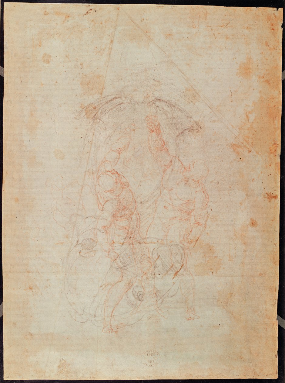 Study of Two Male Figures (Red Chalk on Paper) (Verso)