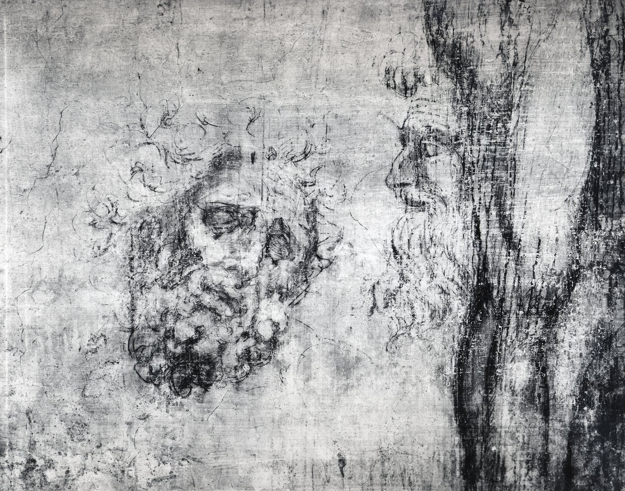Wall Drawing of Two Heads, c.1530 by Michelangelo Buonarroti