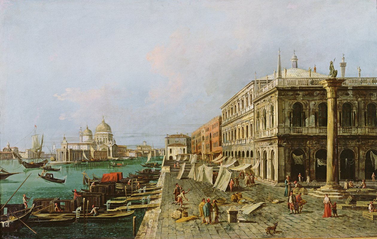 View of the Molo in Front of Palazzo della Zecca, with Santa Maria ...