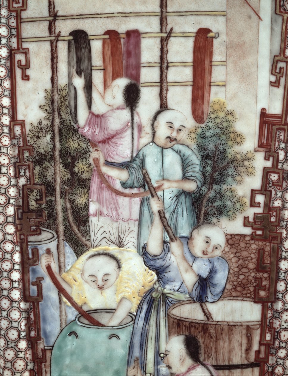 Detail from a Vase Depicting Men Dyeing Silk