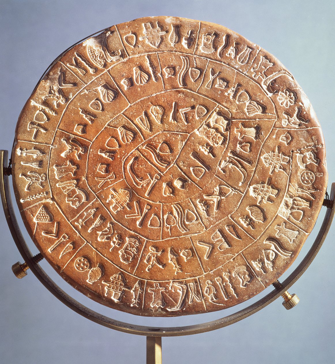The Phaistos Disc, with symbols of unknown significance, from Crete, c ...