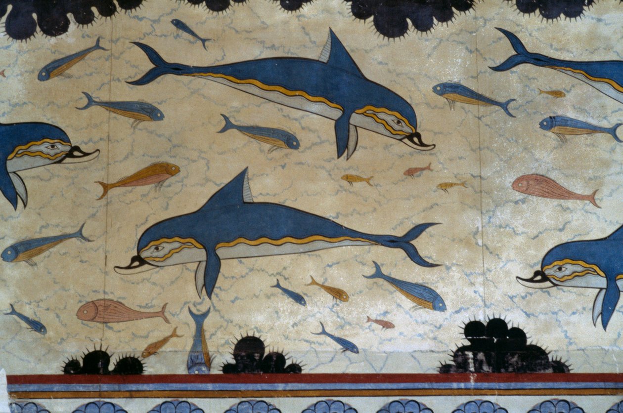 Megaron of Queen decorated with dolphin frescoes, Palace of Knossos ...