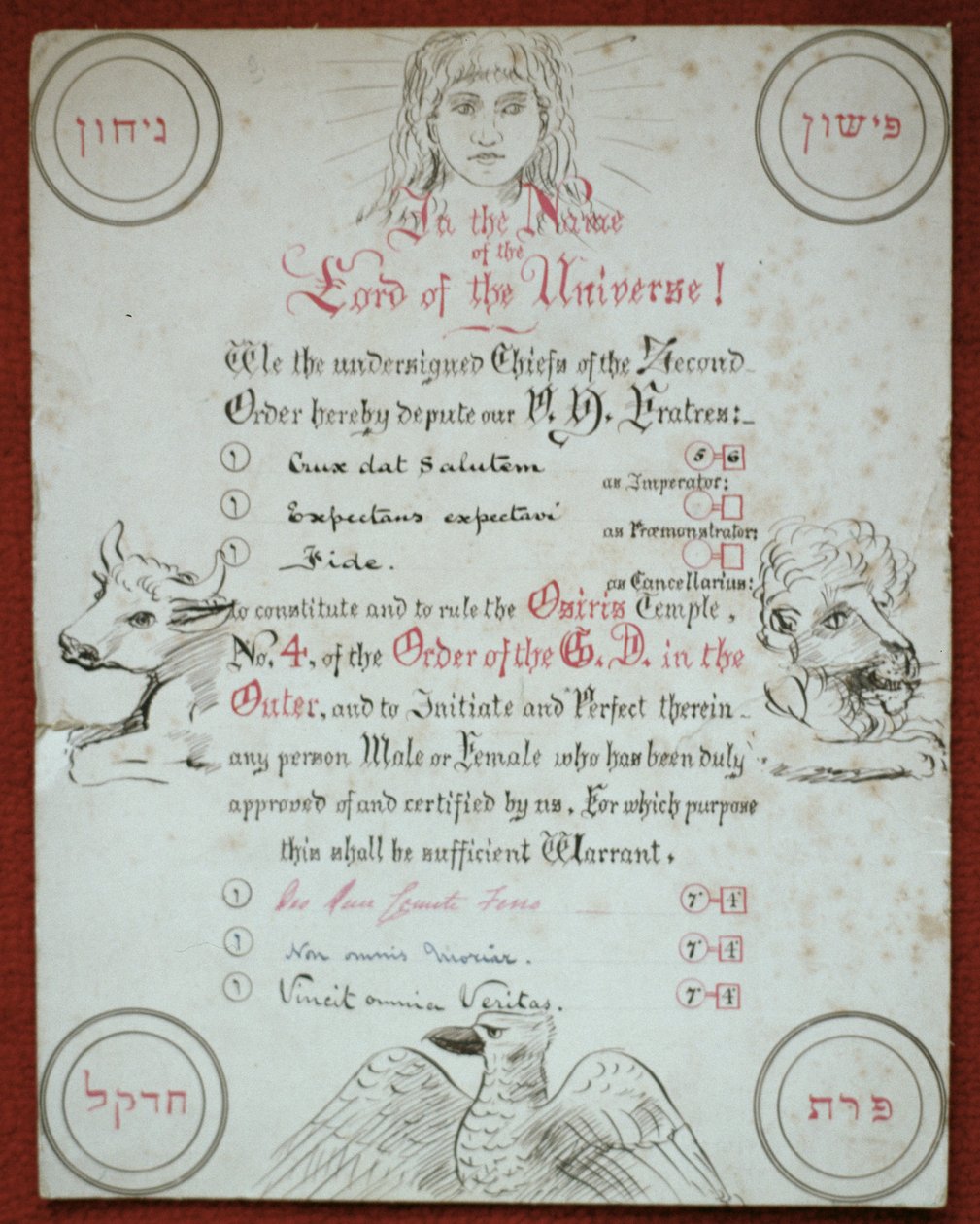 Charter of the Osiris Temple No.4 of the Hermetic Order of the Golden Dawn