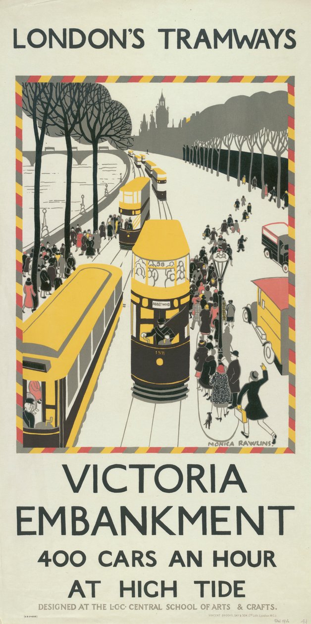 Victoria Embankment, London County Council LCC Tramways Poster, 1926