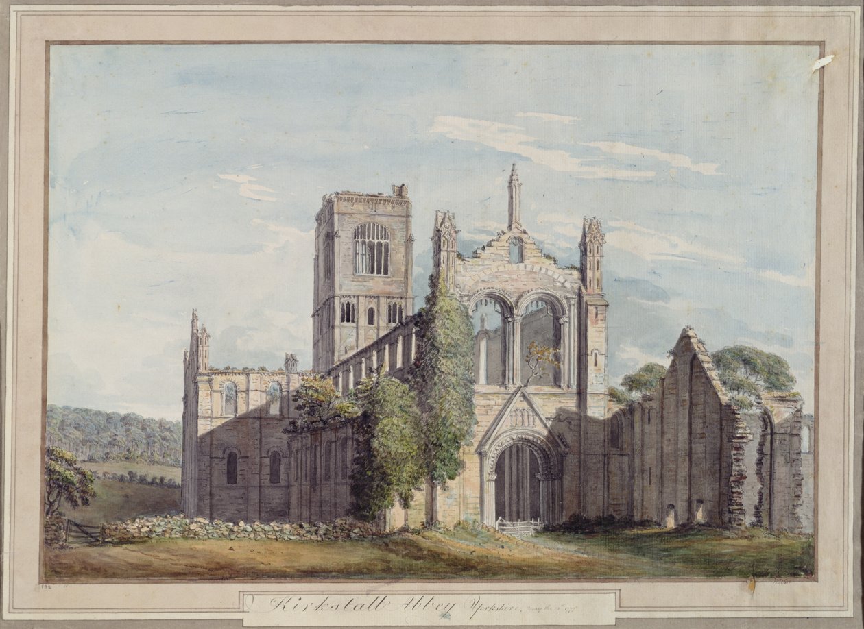 North West View of Kirkstall Abbey by Moses Griffiths
