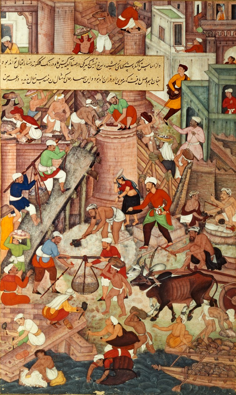 Red Fort at Agra During Construction, from the 'Akbarnama'