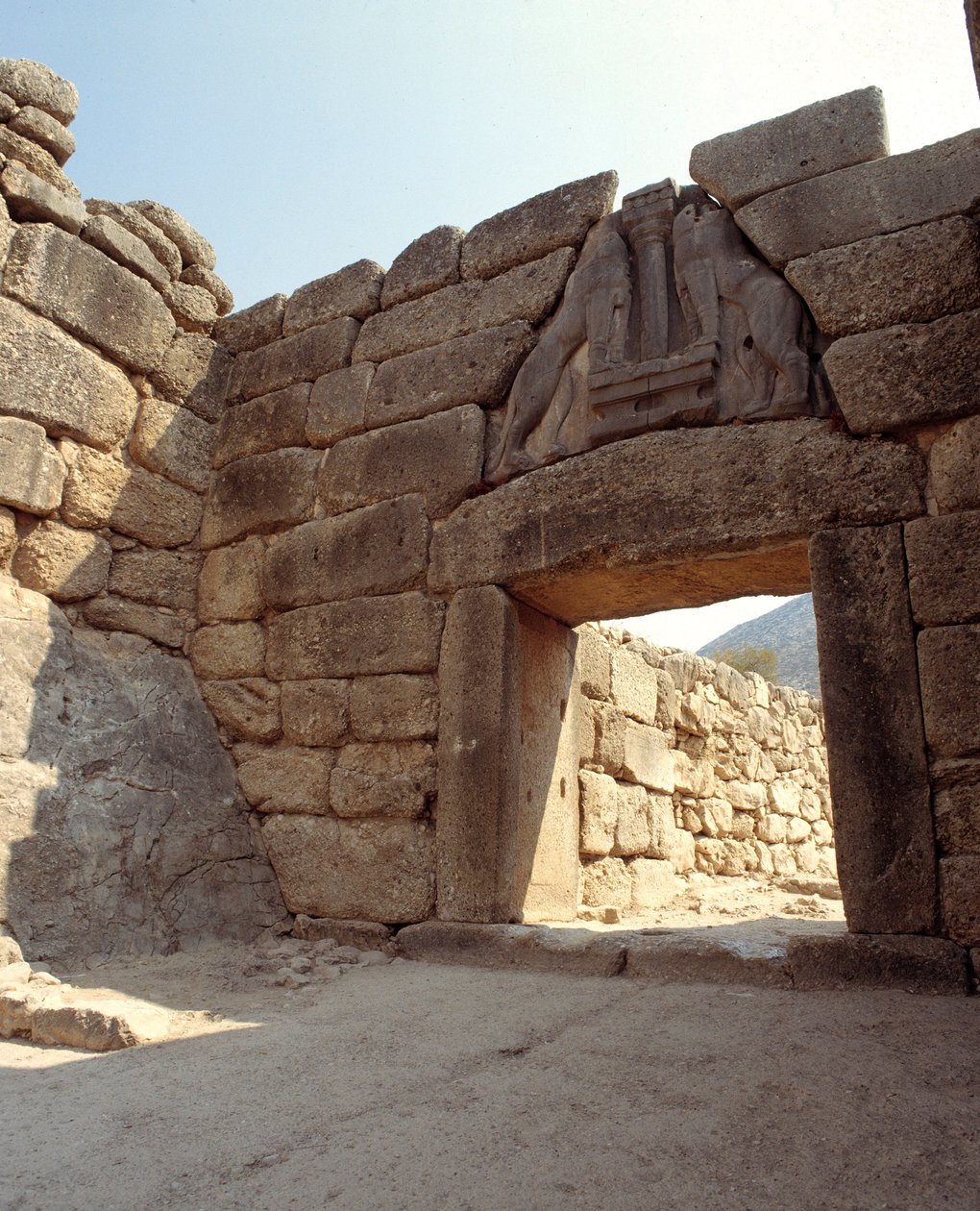 View of the Gate of the Lions in the Town of Mycenae, Greece