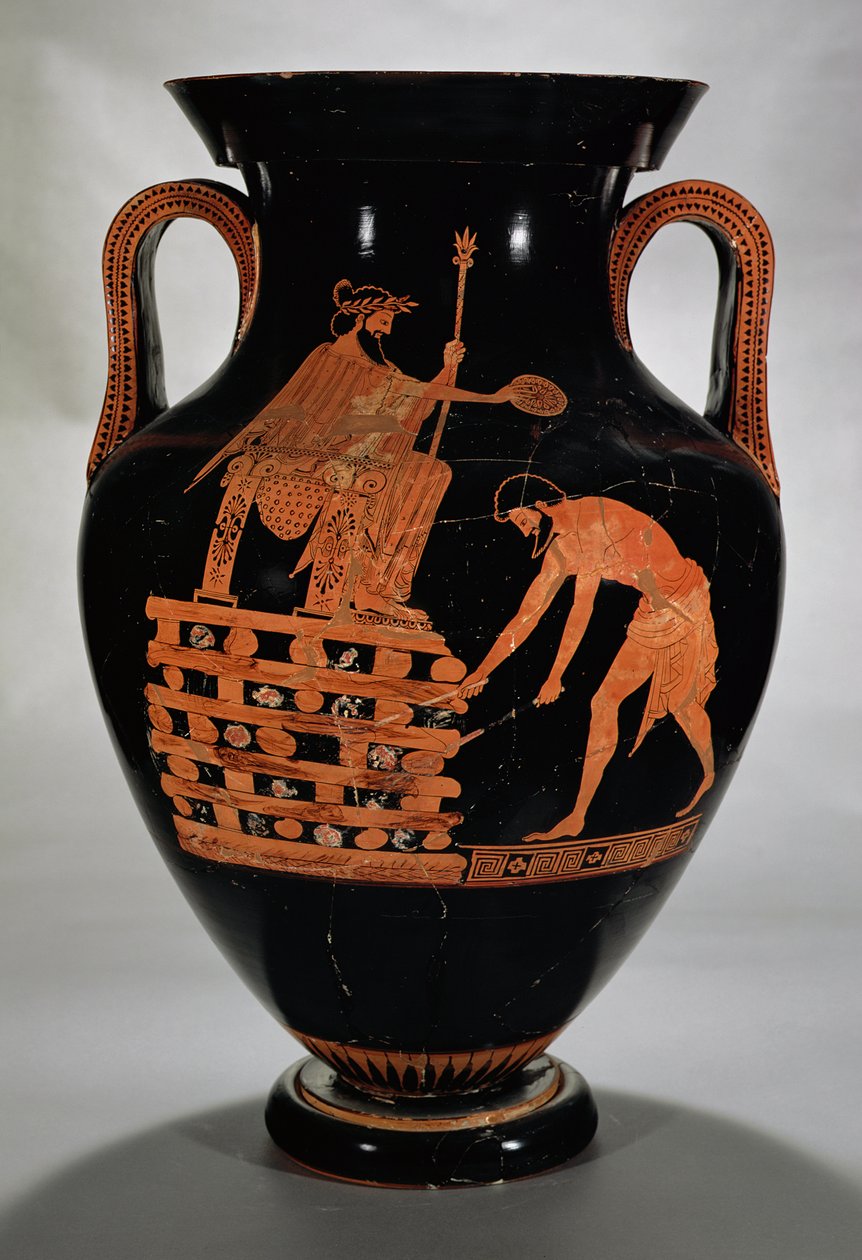 Attic red-figure belly amphora depicting Croesus on his Pyre, from Vulci