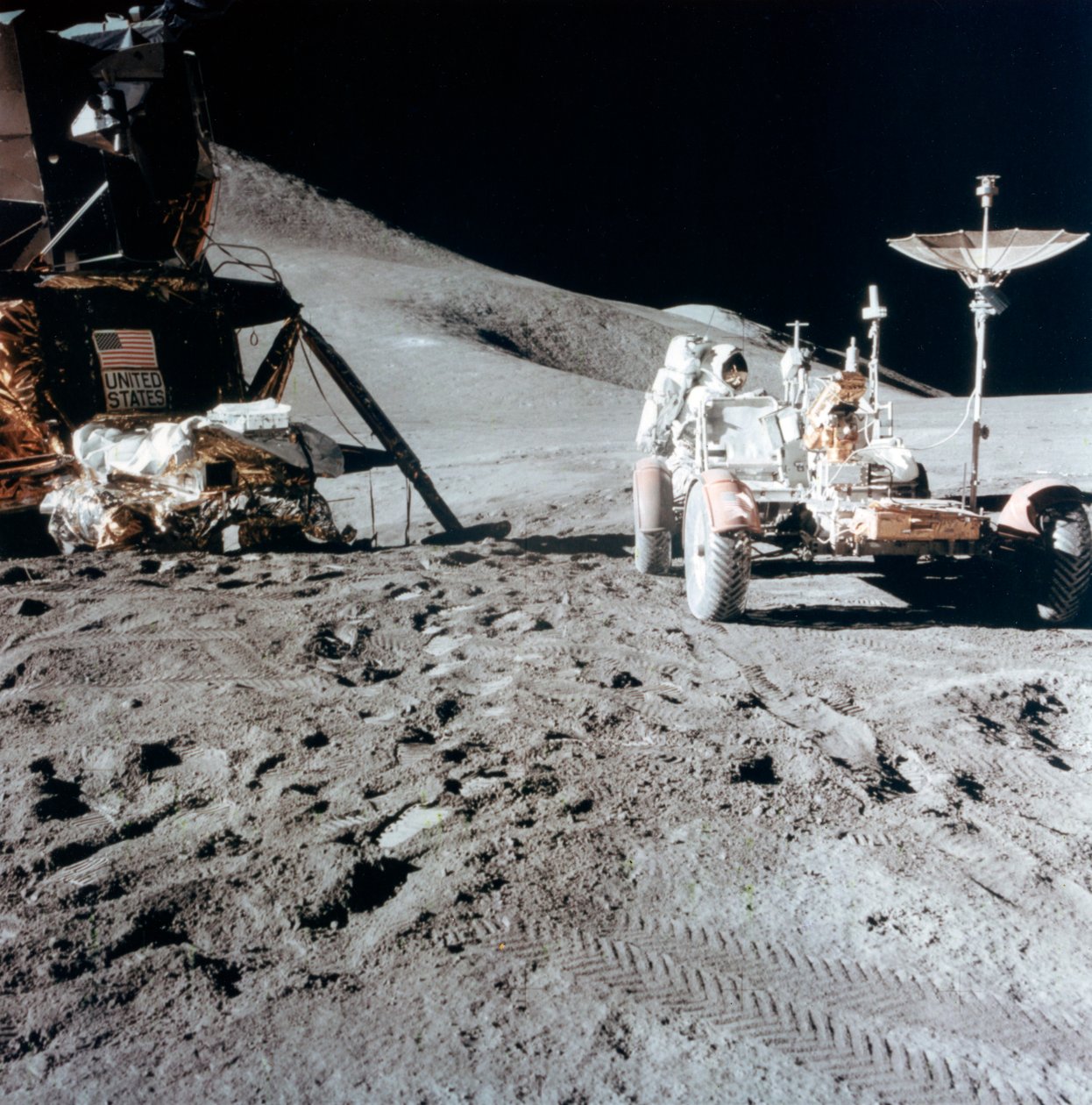 James Irwin with the Lunar Roving Vehicle during Apollo 15