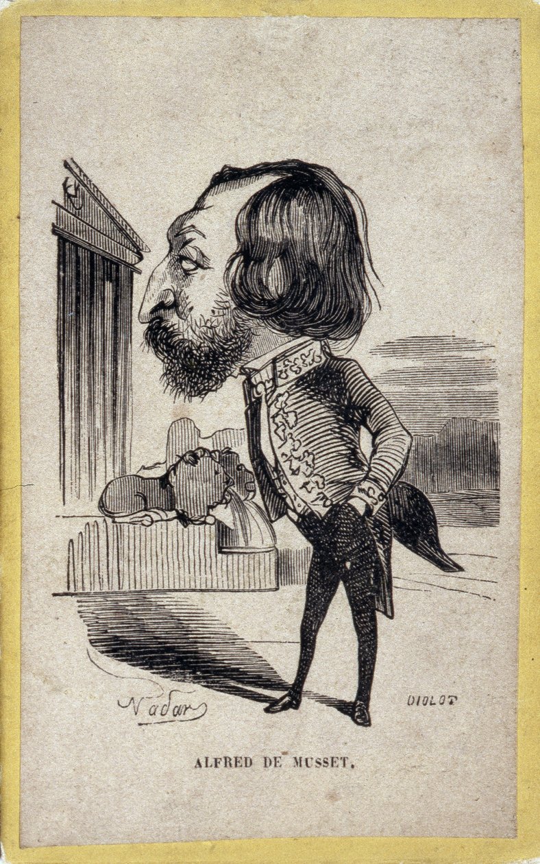 Portrait-charge by Alfred de Musset by Nadar