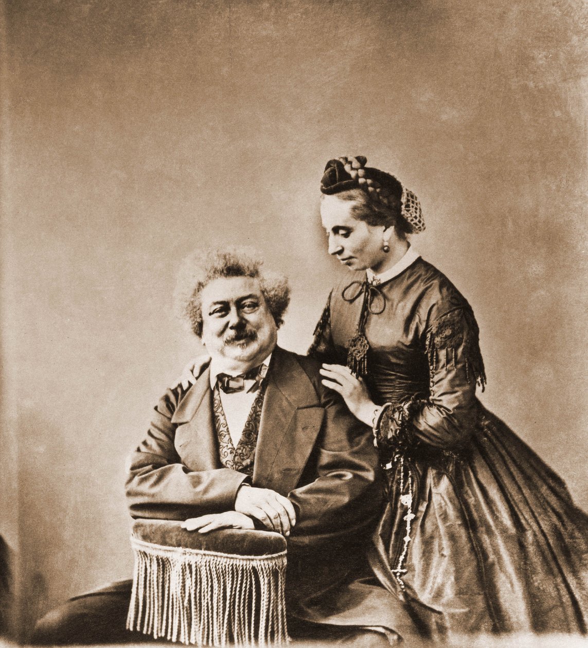 Portrait of Alexandre Dumas pere, novelist and his daughter Marie Dumas