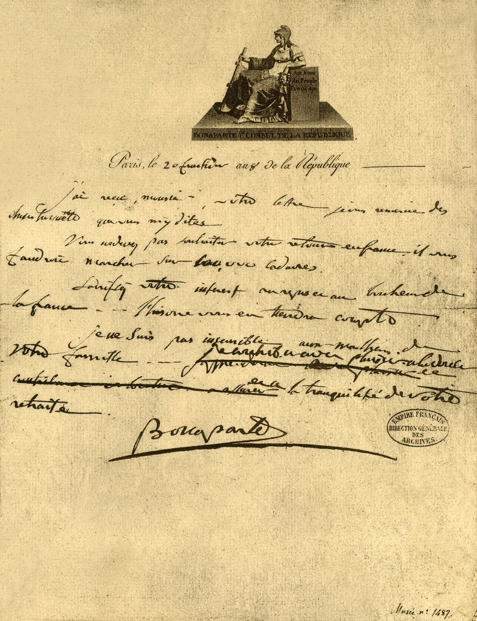 Letter from First Consul Napoleon Bonaparte to the Count of Provence, 6 ...