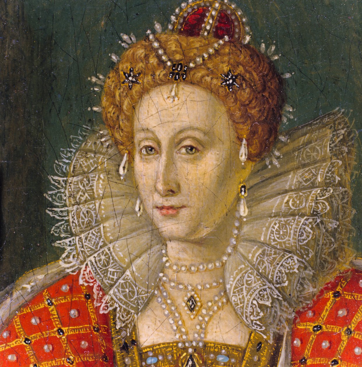 Detail of miniature oil portrait of Queen Elizabeth I