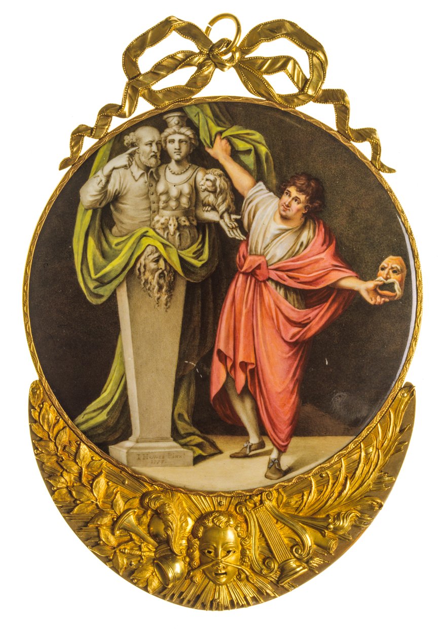 Enamel medallion depicting a dramatic actor wearing a classical toga