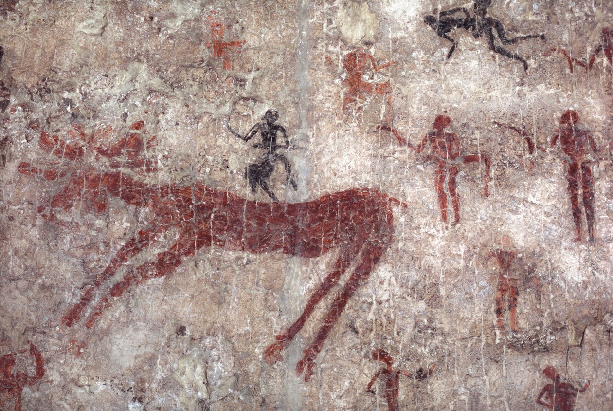 Neolithic Wall Mural Painting of Hunting and Hunters Catal Huyuk