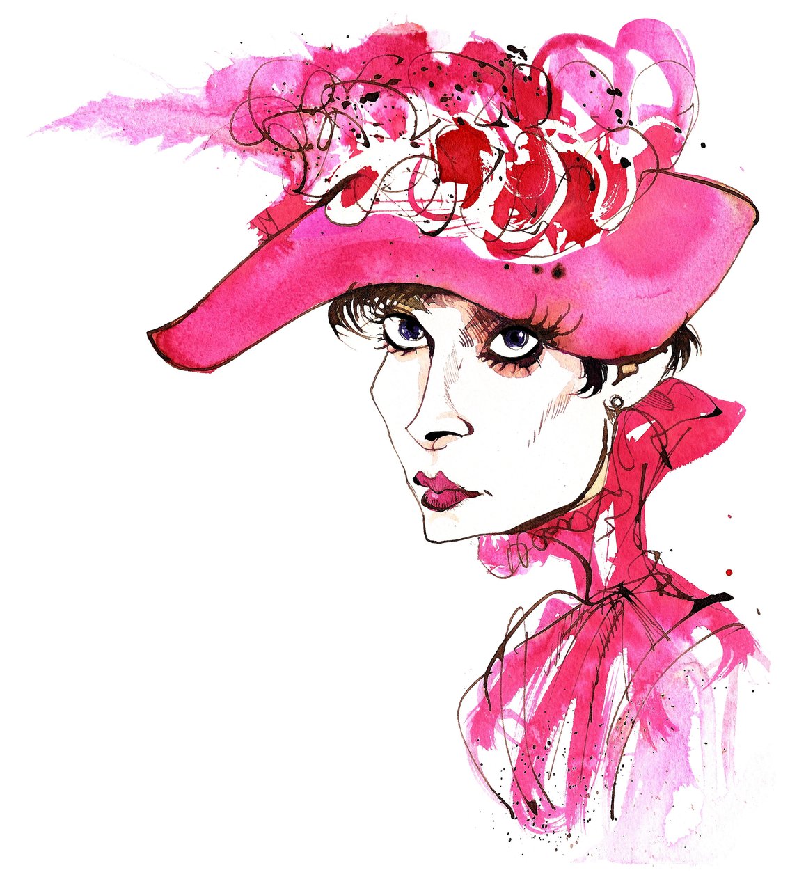 Belgian-born actress Audrey Hepburn; caricatured as Eliza Doolittle ...