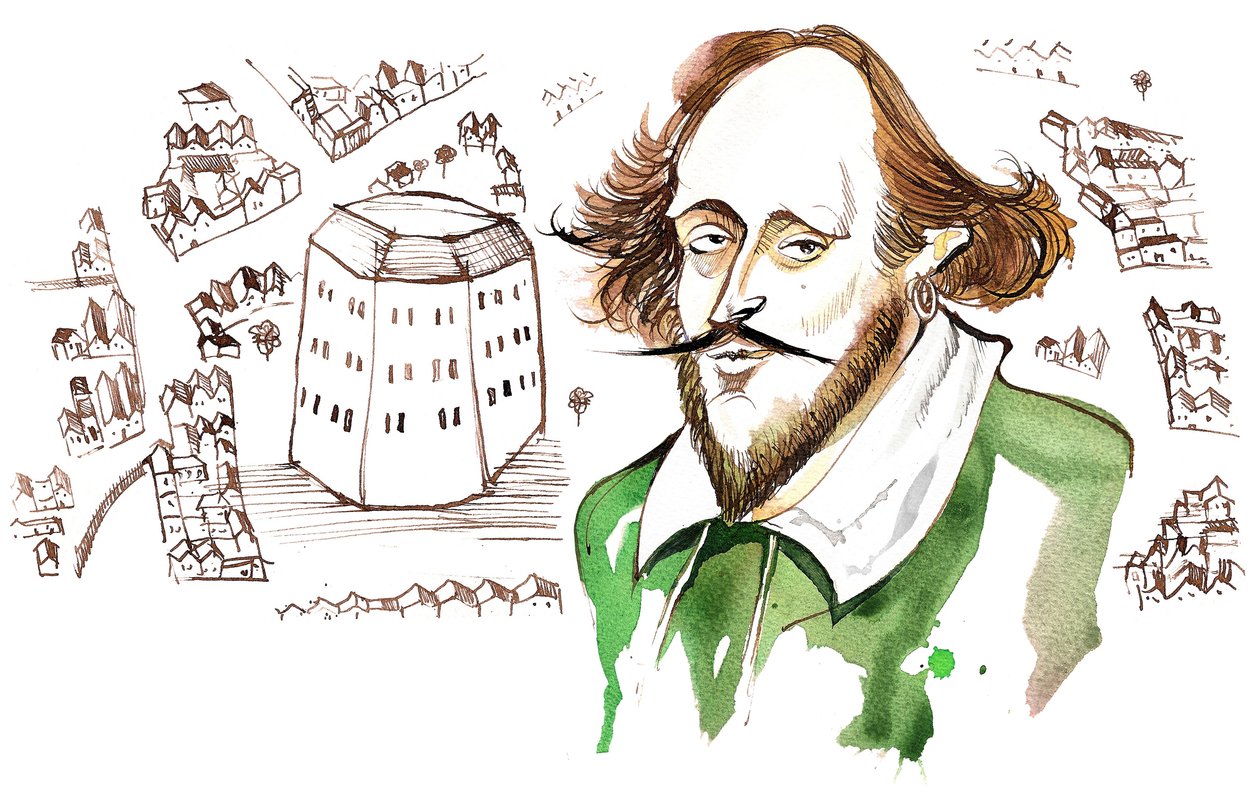 English playwright and poet William Shakespeare; caricature