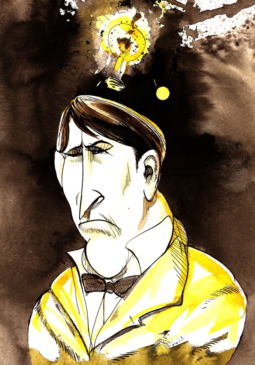 Thomas Edison - caricature of American inventor and physicist, 1847-1931
